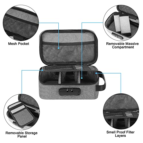 Betoores Smell Proof Bag, Smell Proof Storage Bag Smell Proof Containers with Combination Lock Odor Proof Lock Bag for Your Accessories,Gray