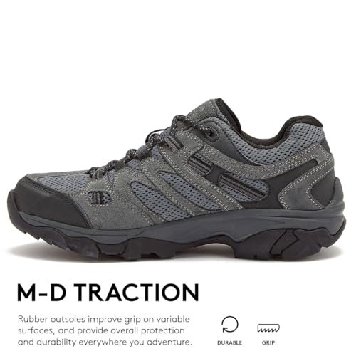 HI-TEC Ravus WP Low Waterproof Hiking Shoes for Men, Lightweight Breathable Outdoor Trekking and Trail Shoes - Dark Grey, 13 Medium