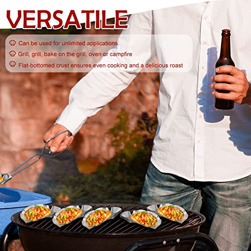 Set of 24 Stainless Steel Grillable Oyster Shells Reusable Clam Shells for Baked Grilled Oyster Shells for Cooking Silver Oyster Grilling Shells Kitchen Metal Oyster Dish for Seafood Clam Scallop