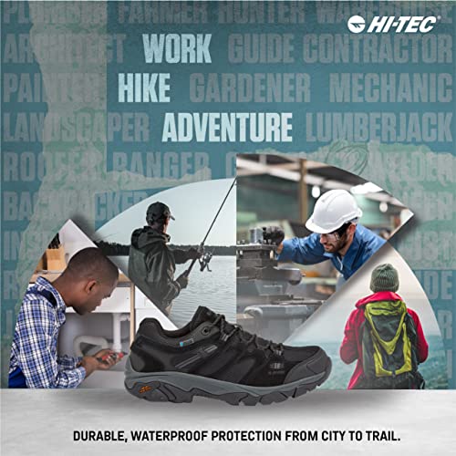 HI-TEC Ravus WP Low Waterproof Hiking Shoes for Men, Lightweight Breathable Outdoor Trekking and Trail Shoes - Dark Grey, 13 Medium