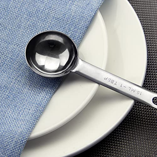 Measuring Spoons, AOOSY 6 Piece Measuring Spoons Set Stainless Steel Round Heavy Duty Mirror Polished 1/8 TSP, 1/4 TSP, 1/2 TSP, 1 TSP, 1/2 TBSP & 1 TBSP Measuring Spoon for Baking Food Cooking