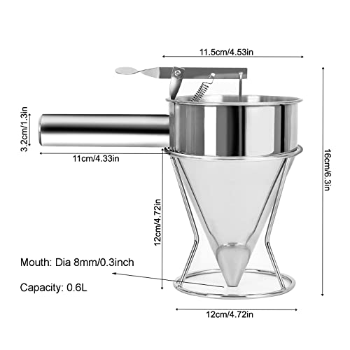 MosaiRudo Stainless Steel Pancake Batter Dispenser with Stand, Detachable Handle Pancake Dispenser for Takoyaki,Baking,Cupcakes,Muffins-Cooking Crepes,Waffles (600ML)