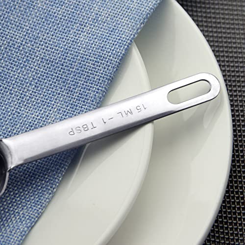 Measuring Spoons, AOOSY 6 Piece Measuring Spoons Set Stainless Steel Round Heavy Duty Mirror Polished 1/8 TSP, 1/4 TSP, 1/2 TSP, 1 TSP, 1/2 TBSP & 1 TBSP Measuring Spoon for Baking Food Cooking