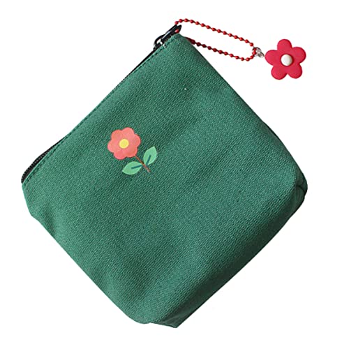 Healifty 1 pc Zipper Charm Bag- Purse Organiser Makeup Compact Portable Practical Storage Green for Nursing Multipurpose Coin and Tie Travel Products Tampons Girls Decorative Earphone