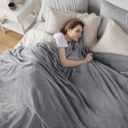 Bedsure Fleece King Size Blankets for Bed Grey - Bed Blanket King Size Soft Lightweight Plush Cozy Fuzzy Luxury Microfiber, 108x90 inches