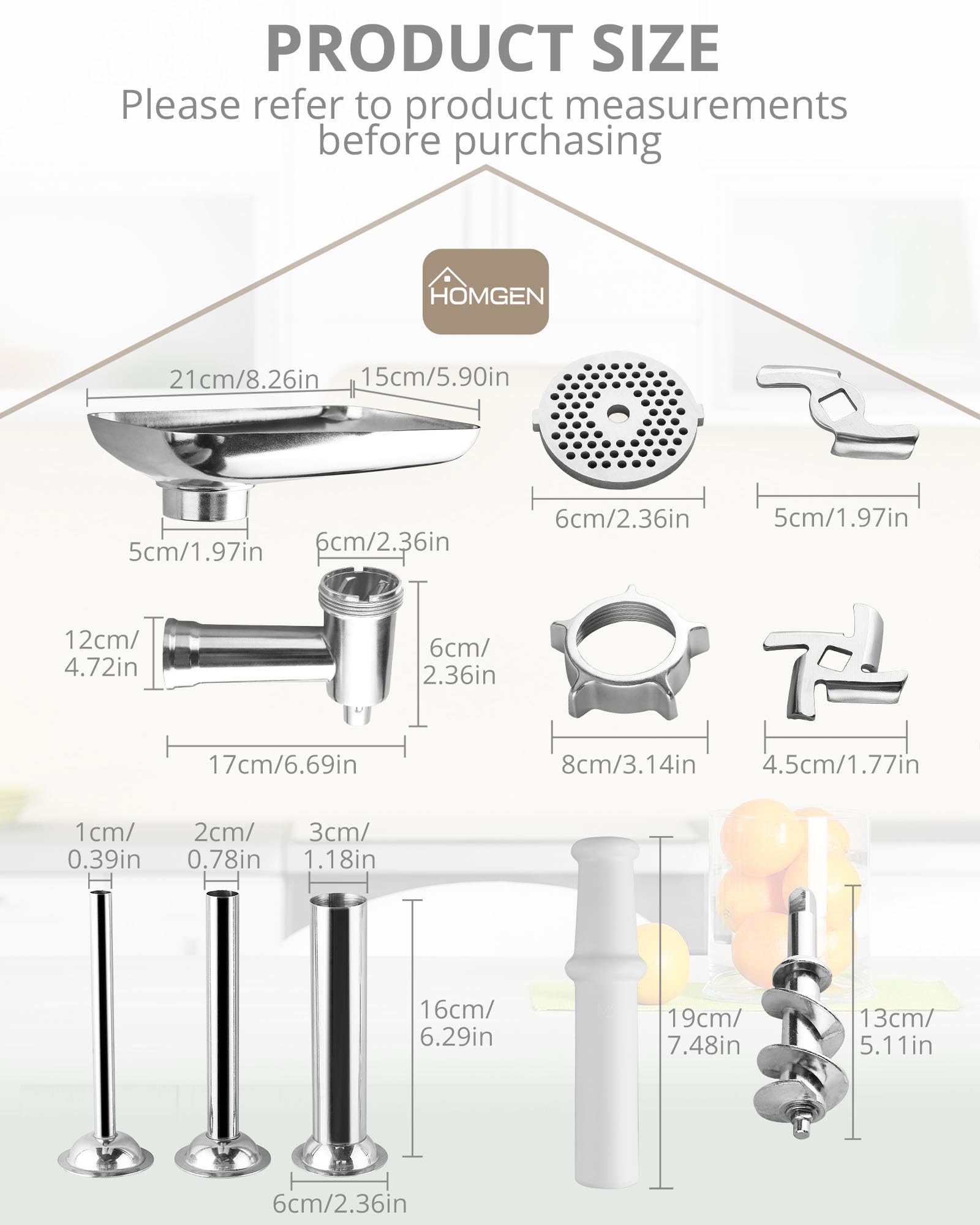 Meat Grinder Attachment for Kitchenaid, HOMGEN Professional Food Meat Grinder Attachment for Kitchenaid Durable Sausage Stuffer for kitchenaid Standmixers With Complete Accessories to Enjoy Cooking