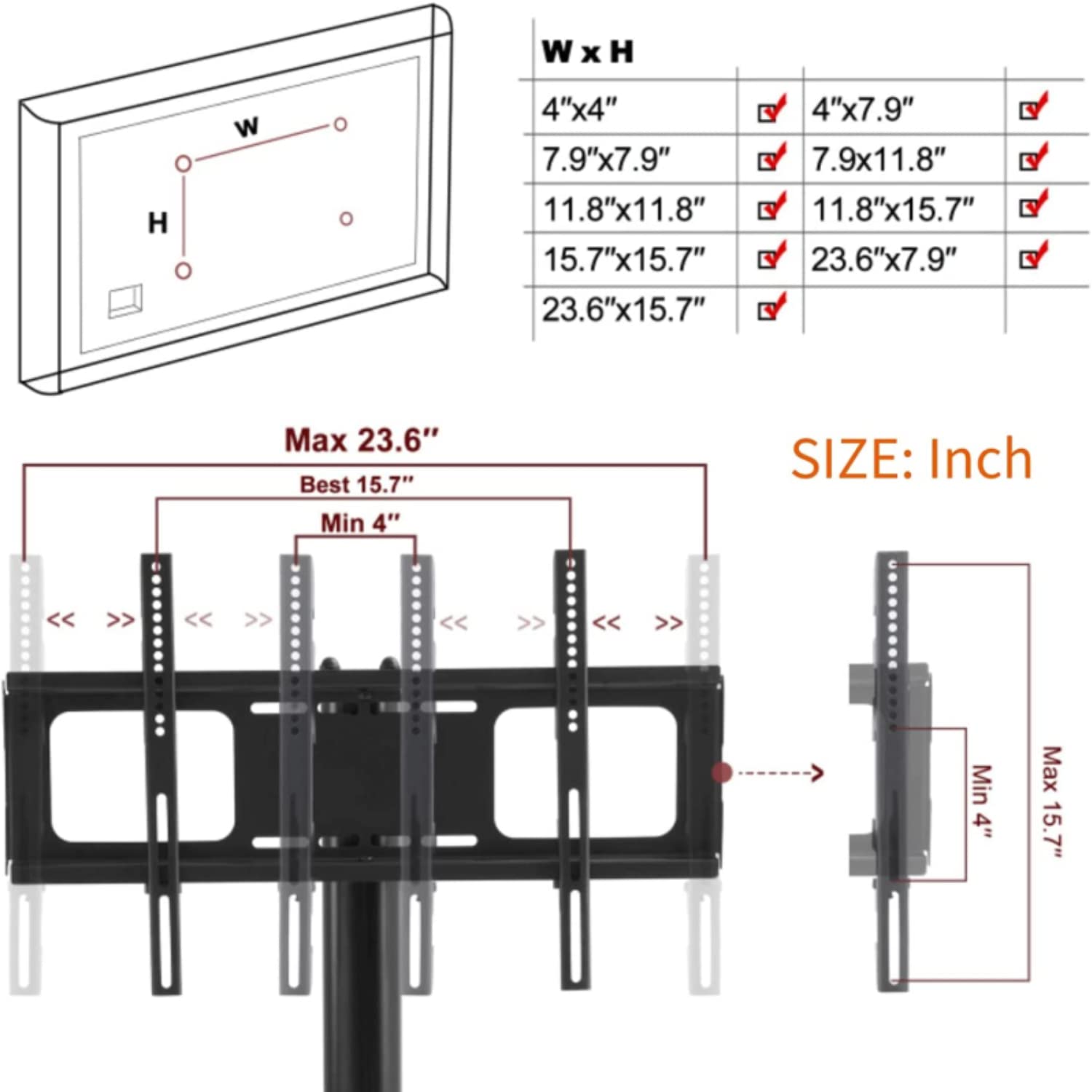 Swivel Corner Floor TV Stand with Mount for 32 37 43 47 50 55 60 65 inch Flat Curved Screen TVs, Adjustable 3-Tier Tempered Glass Storage Television Stand with Cable Management, Max VESA 600X400mm
