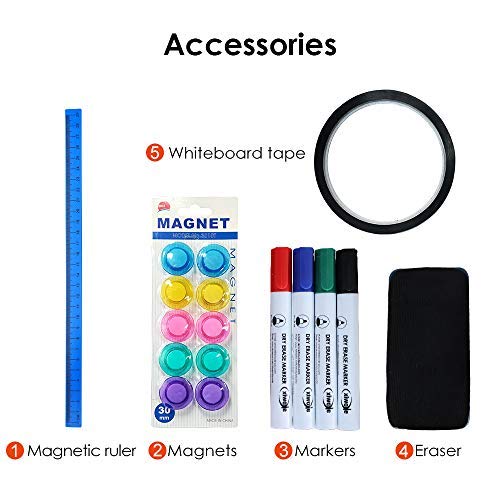 Large Double-Sided Magnetic Dry Erase Board, Mobile Whiteboard on Wheels with Rolling Stand, 40 X 28 Inch, Silver Gray Aluminium Frame