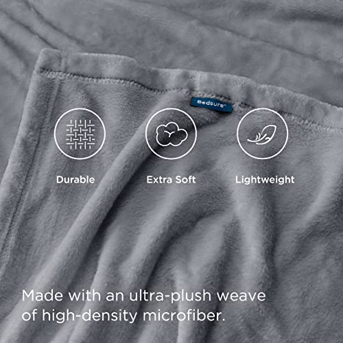 Bedsure Fleece King Size Blankets for Bed Grey - Bed Blanket King Size Soft Lightweight Plush Cozy Fuzzy Luxury Microfiber, 108x90 inches