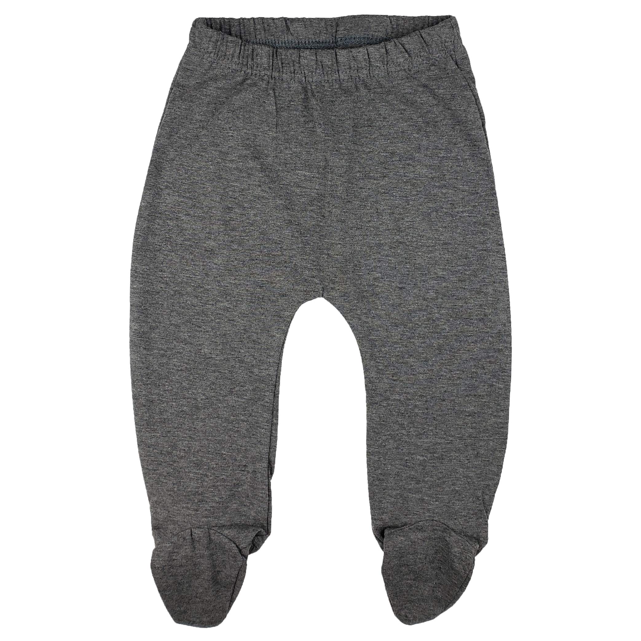 123 Bear Baby Soft Cotton Spandex Pants with Feet (Gray- 4-Pack, Newborn)