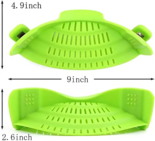 Snap n Strain Clip on Strainer - Silicone Pot and Pan Strainer, Clip on Colander, Pasta Strainer - Strainer for draining Vegetables, Fruits, Meat, Ground Beef - Heat Resistant, Easy to Use.