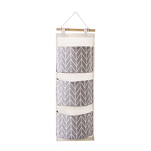 Hanging Wall Storage Bag Organizers, 3 Grids Toys Stationery Container Decor Pocket Space Saver Pouch in Bathroom Dorm
