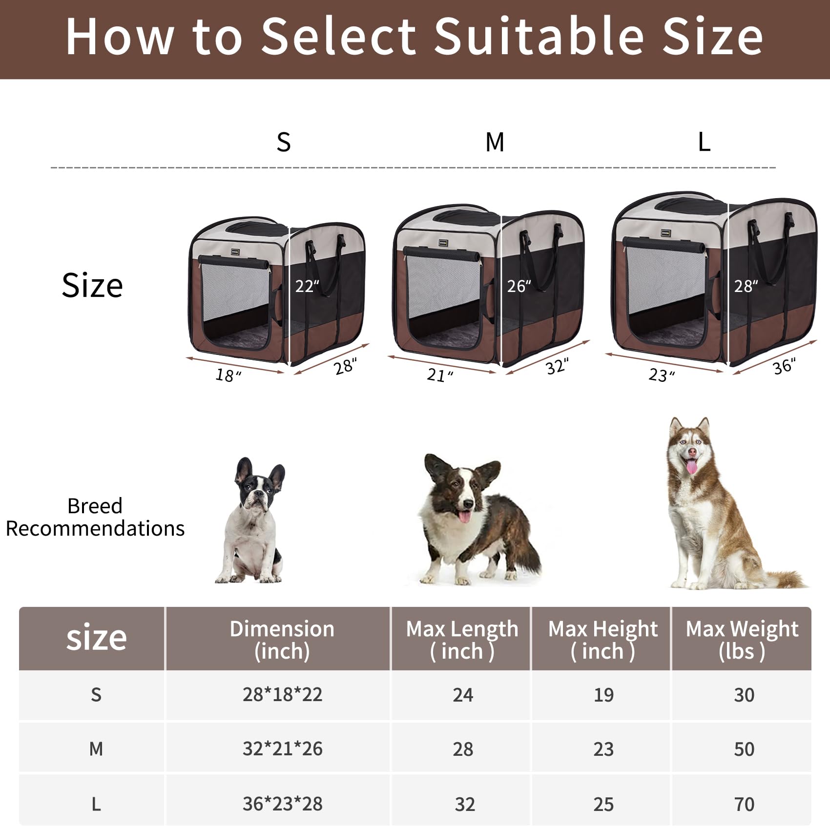 DONORO Dog Kennels and Crates for Medium Dogs, Portable Pop Up Indoor Pet Cage with Sturdy Wire Frame, Collapsible Travel Crate Soft Sided Cat Bag Escape Proof (28 Inch)