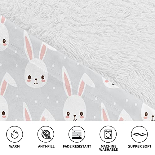 FeHuew Women Cute Bunny Cartoon Rabbits Blanket Hoodie Oversized Pullover Giant Fleece Sweatshirt with Large Front Pocket Comfy for Adults Men Women,One Size Fits All