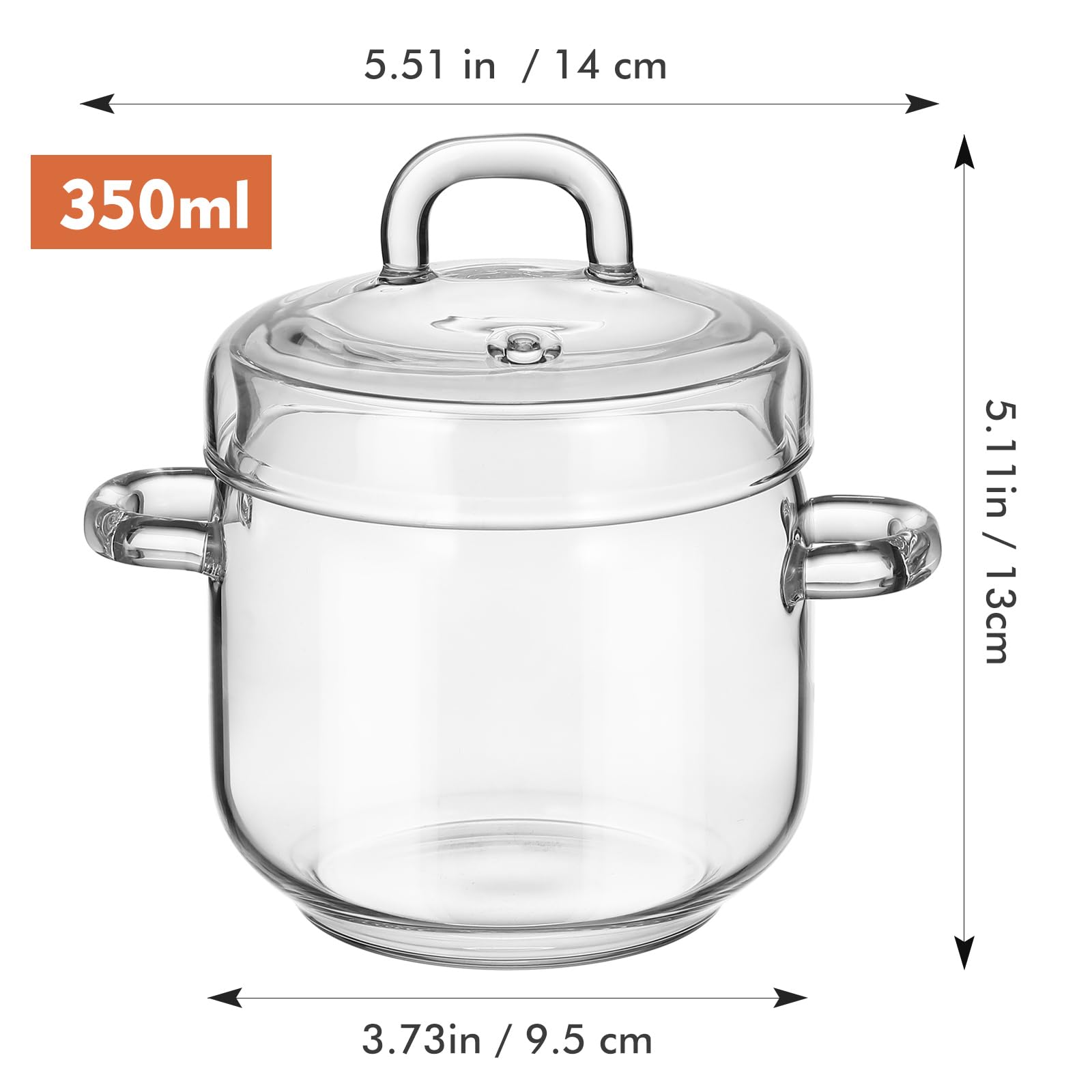 Glass Simmer Pot Thickened Glass Cooking Pot 350ml Glass Potpourri Simmer Pot Clear Pot Microwave Safe Saucepan for Soup Pasta Noodle Milk Food