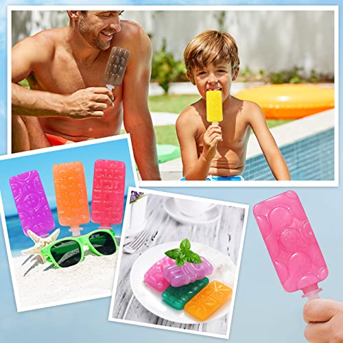 2Pcs 4-cavity Ice Popsicle Molds, 1pcs Love Shape and 1pcs Braided shape, Silicone Tray Each With Lids and 4 Slots and 4 Plastic Sticks - Ideal for Homemade Ice Cream, Cheese, Chocolate, etc