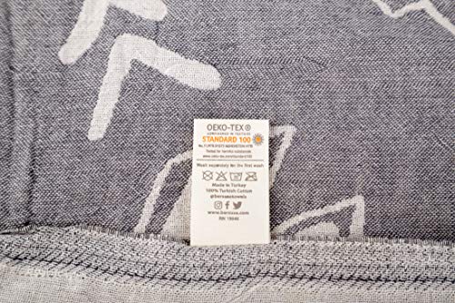 Bersuse 100% Cotton Kona XL Throw Blanket Turkish Towel - 75x90 Inches, Anthracite