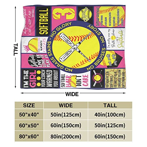 BAIVEAV Softball Blanket Throw Sport Lover Throw Plush Fleece Sherpa Bed Blanket for Kids Adults Cozy Plush Throw Soft Blanket for Couch Sofa Bedding Living Room 50"x40"
