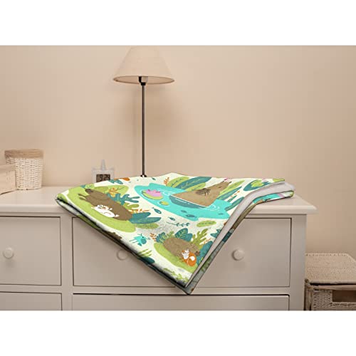 ARTBLANKET Capybara On Jungle Green Throw Blanket Fannel Fleece Super Soft Funny Blanket Travel Throw Blanket for Bed Couch Sofa 40 x 50 Inch for Kid