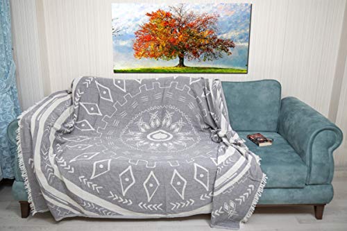 Bersuse 100% Cotton Kona XL Throw Blanket Turkish Towel - 75x90 Inches, Anthracite