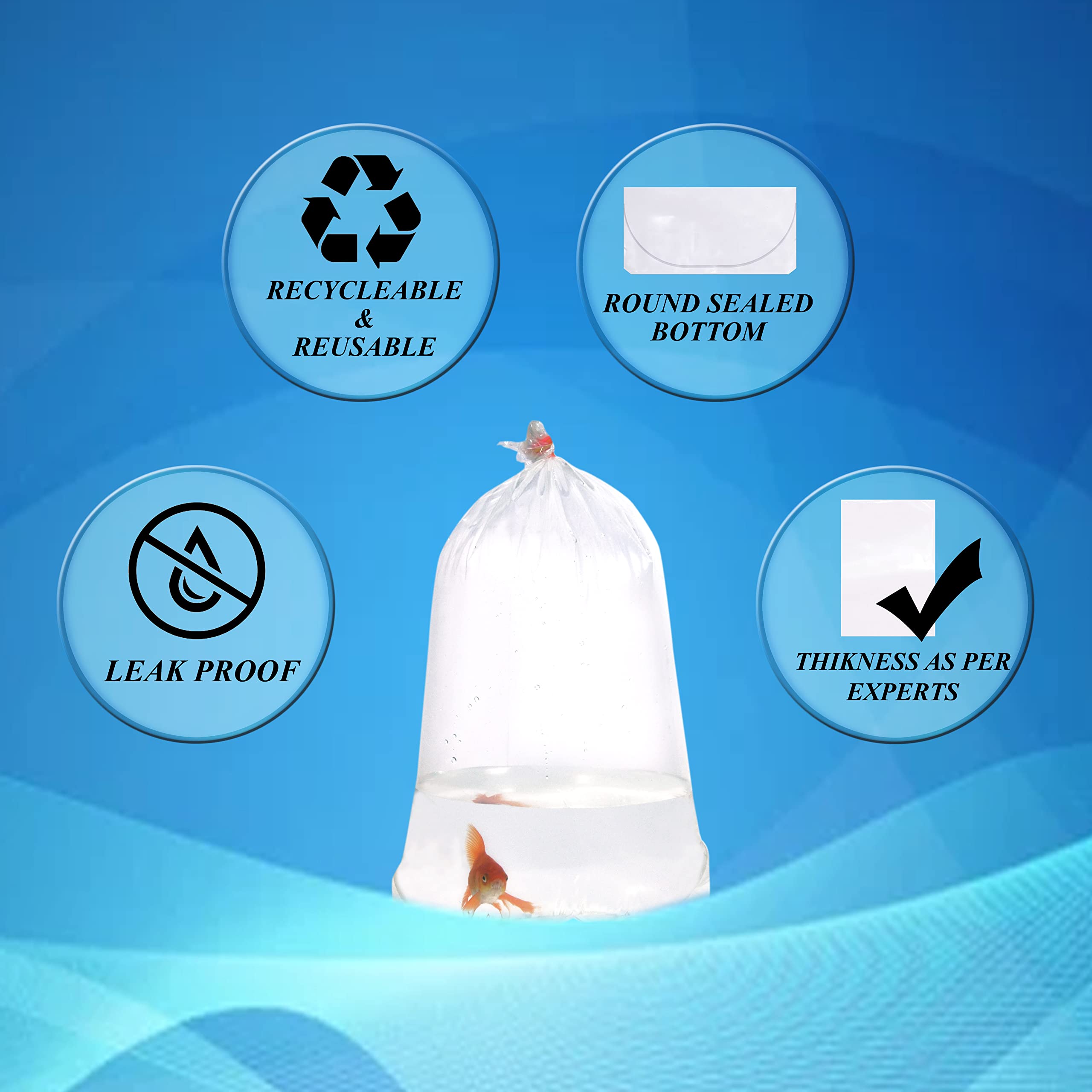 ALFA FISHERY BAGS Round Corners Bottom Leak Proof Clear Plastic Fish Bags Size 10 Inches for Marine & Tropical Fish Transport 2 mil. (10" x 24" / 100 Pack)