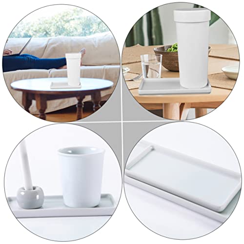 Yardwe 3pcs Rectangular Ceramic Tray White Vanity Tray Marble Dish Set Japanese Decor Ceramic Bathroom Tray Vanity Trays for Bathroom Ornate Tray Ceramic Storage Tray Toilet Tray Make up