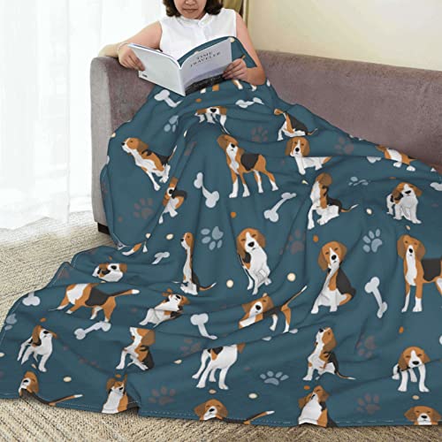 Cute Beagle Blanket Cozy Soft Throw Blanket for Couch Sofa Bedding Living Room, Warm Plush Flannel Blankets for Boys Girls Men Women 50"x40"