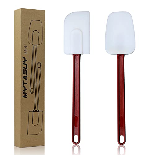 MYTASUY Silicone Spatulas Heat Resistant,Heavy Duty Rubber Spatulas Silicone Commercial , Commercial Silicone Spatulas Set for Kitchen Use, Silicone Cooking Utensils Sets of 2 (13.5 INCH)