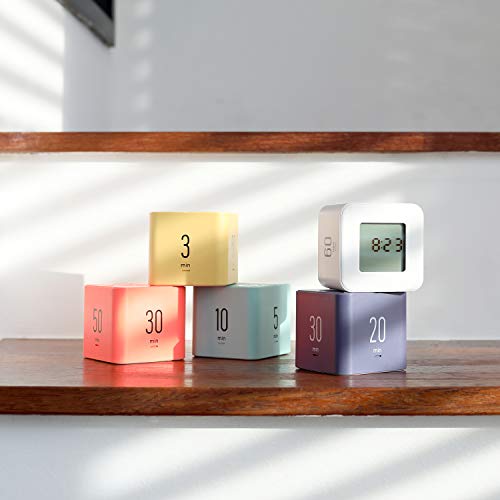 mooas Multi Cube Timer/Rotating Timer, Simple Operation, Clock & Timer (White)