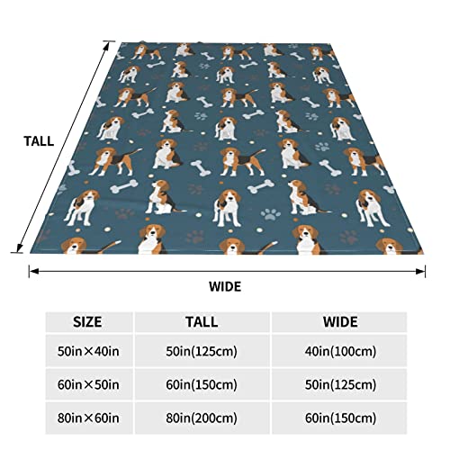 Cute Beagle Blanket Cozy Soft Throw Blanket for Couch Sofa Bedding Living Room, Warm Plush Flannel Blankets for Boys Girls Men Women 50"x40"