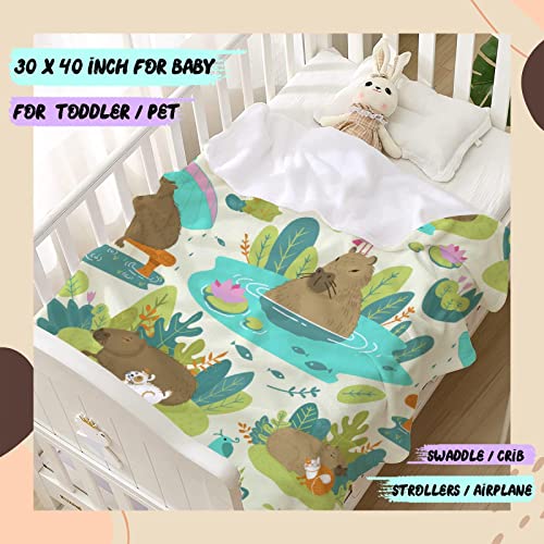 ARTBLANKET Capybara On Jungle Green Throw Blanket Fannel Fleece Super Soft Funny Blanket Travel Throw Blanket for Bed Couch Sofa 40 x 50 Inch for Kid
