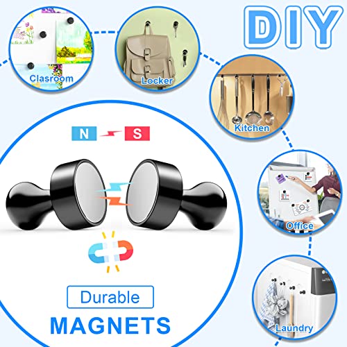 12Pcs Black Fridge Magnet Refrigerator Magnets, Whiteboard Magnets, Fridge Magnets Adults, Magnets Fridge, Small Strong Magnets for Whiteboard, Locker, Map, Kitchen, Office, School