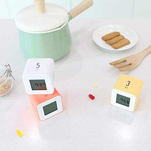 mooas Multi Cube Timer/Rotating Timer, Simple Operation, Clock & Timer (White)