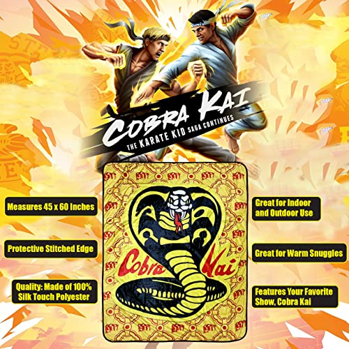 Bazillion Dreams Cobra Kai Fleece Fleece Softest Comfy Throw Blanket for Adults & Kids| Measures 60 x 45 Inches
