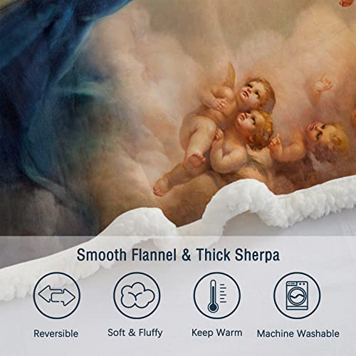 Bedmust Blue Virgin Angel Throw Blanket Virgin Maria Authentic Catholic Blankets Mother Blanket Flannel Fleece Throw Blanket (60x50 inches)