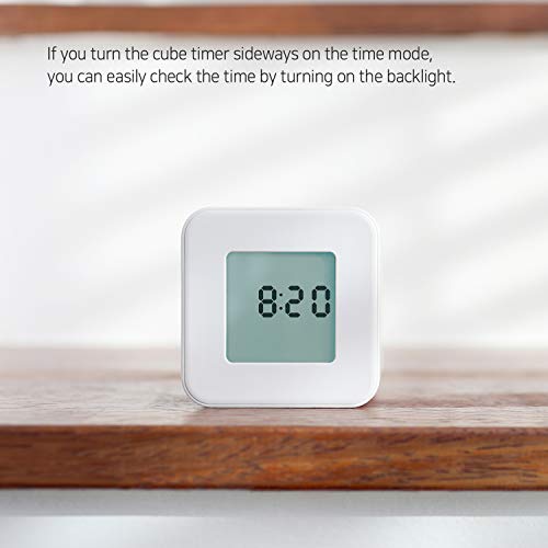 mooas Multi Cube Timer/Rotating Timer, Simple Operation, Clock & Timer (White)