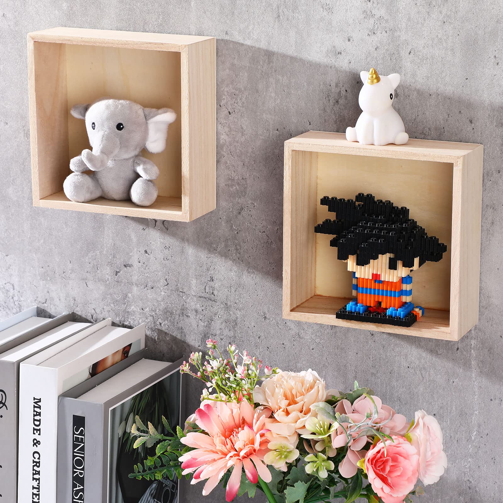 6 Pack Unfinished Wooden Box, 6 x 6 Inch Square Rustic Wooden Box Craft Storage Organizer Box for Storage, Art Collectibles, Home Decor, Desktop Decor, Succulent Plant Pot, Drawer, DIY Craft