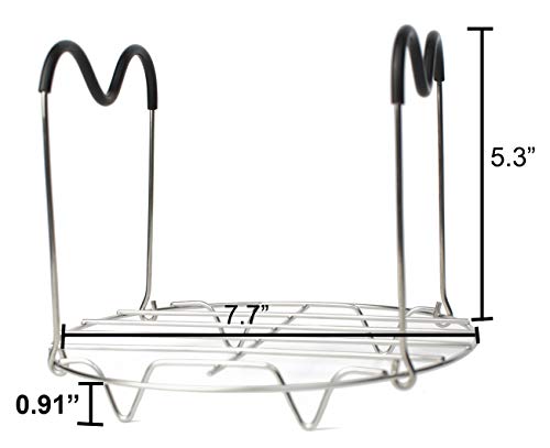 HapWay Steamer Rack Trivet with Heat Resistant Silicone Handles Compatible with Instant Pot 6 & 8 qt Accessories, Stainless Steel Steaming Rack Trivet Stand for Pressure Cooker