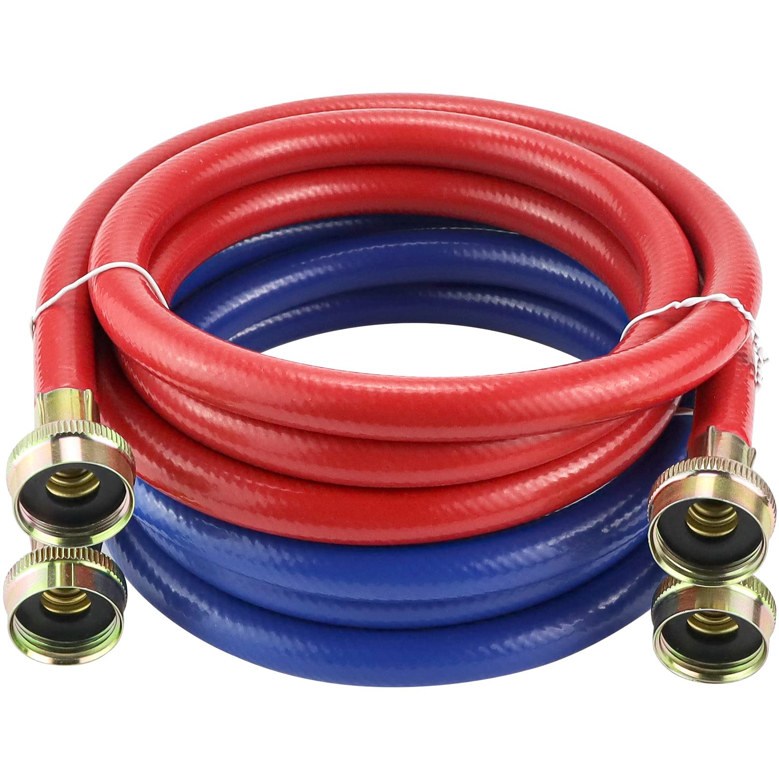 6 FT Rubber Washing Machine Hoses Burst Proof Water Supply Lines by AMI PARTS - for Hot and Cold Water Washer Hoses (2 PACK)