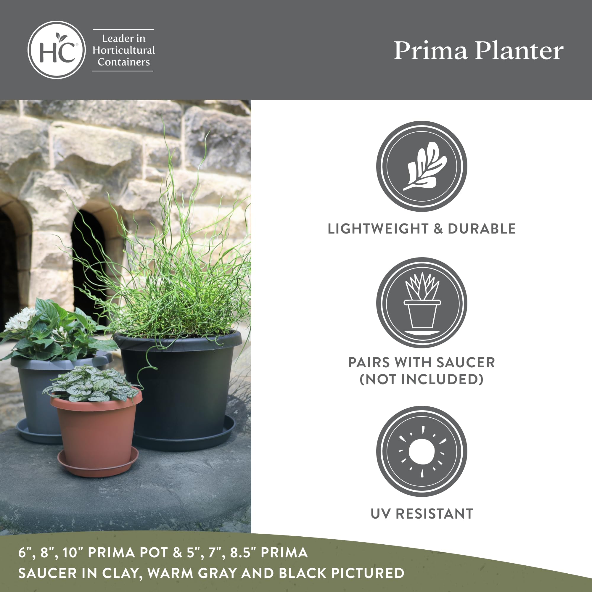 The HC Companies 10 Inch Round Prima Planter - Plastic Plant Pot with Rolled Rim for Indoor Outdoor Plants Flowers Herbs, Twilight Blue