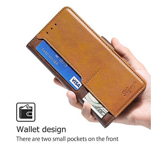 Fansipro Wallet Folio Case for Samsung Galaxy S9 Plus, Premium PU Leather Slim Fit Cover for Galaxy S9 Plus, 2 Card Slots, Friendly Fit, Brown & Golden