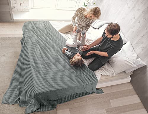Utopia Bedding Cotton Waffle Blanket 300 GSM (Cool Grey - 90x90 Inches) Soft Lightweight Breathable Bed Blanket Queen Size Layering Any Bed for All Season