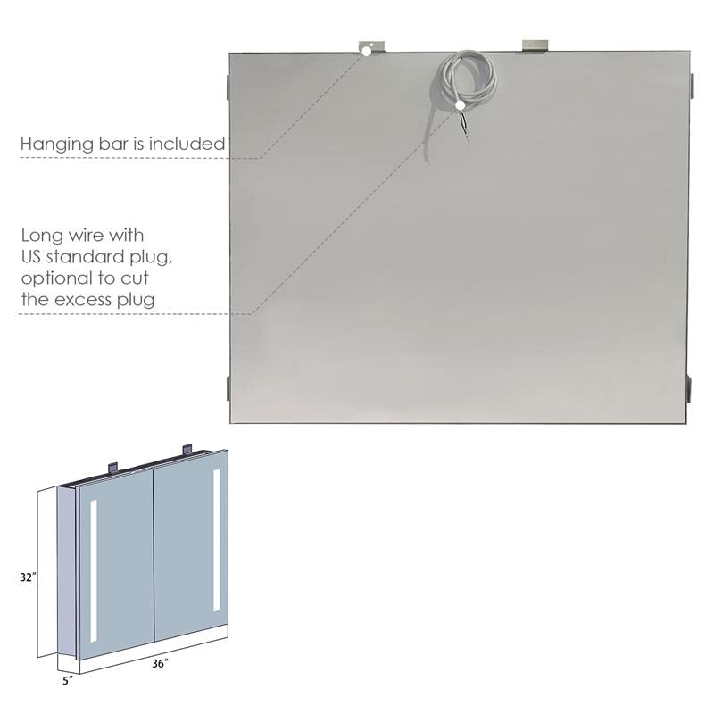 Altair Design Catola 36" Clear Glass Surface-Mount/Recessed LED Mirror Medicine Cabinet