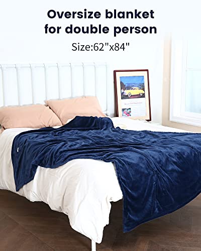 Electric Heated Blanket Twin Size 62"x84" for Home Bedding Use Large Oversized Soft Flannel Velvet Controller with 4 Heating Levels and 10 Hours Auto Shut Off Machine Washable -(Blue, Twin(62"x84"))