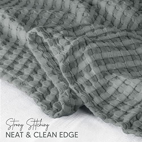 Utopia Bedding Cotton Waffle Blanket 300 GSM (Cool Grey - 90x90 Inches) Soft Lightweight Breathable Bed Blanket Queen Size Layering Any Bed for All Season