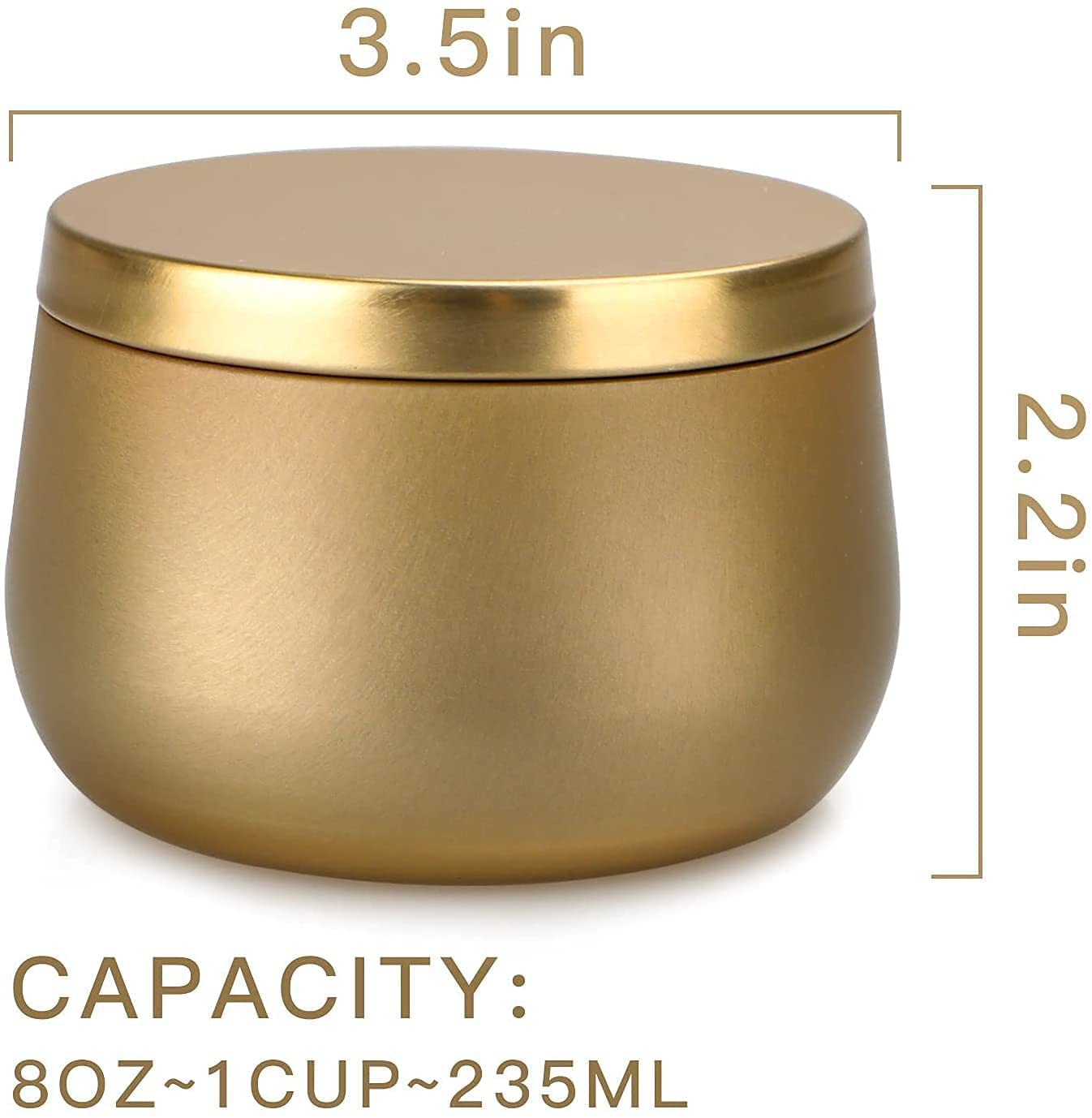 SONVIIBOX 8oz Gold Candle Tins for Making Candles 24 Pack - Candle Jars 8 oz Tin Bulk Candle Jars with Lids for Candle Making (Gold)