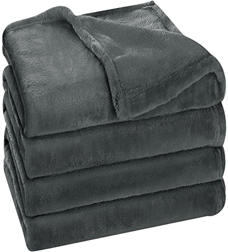 Utopia Bedding Fleece Blanket Queen Size Grey 300GSM Luxury Bed Blanket Anti-Static Fuzzy Soft Blanket Microfiber (90x90 Inches)