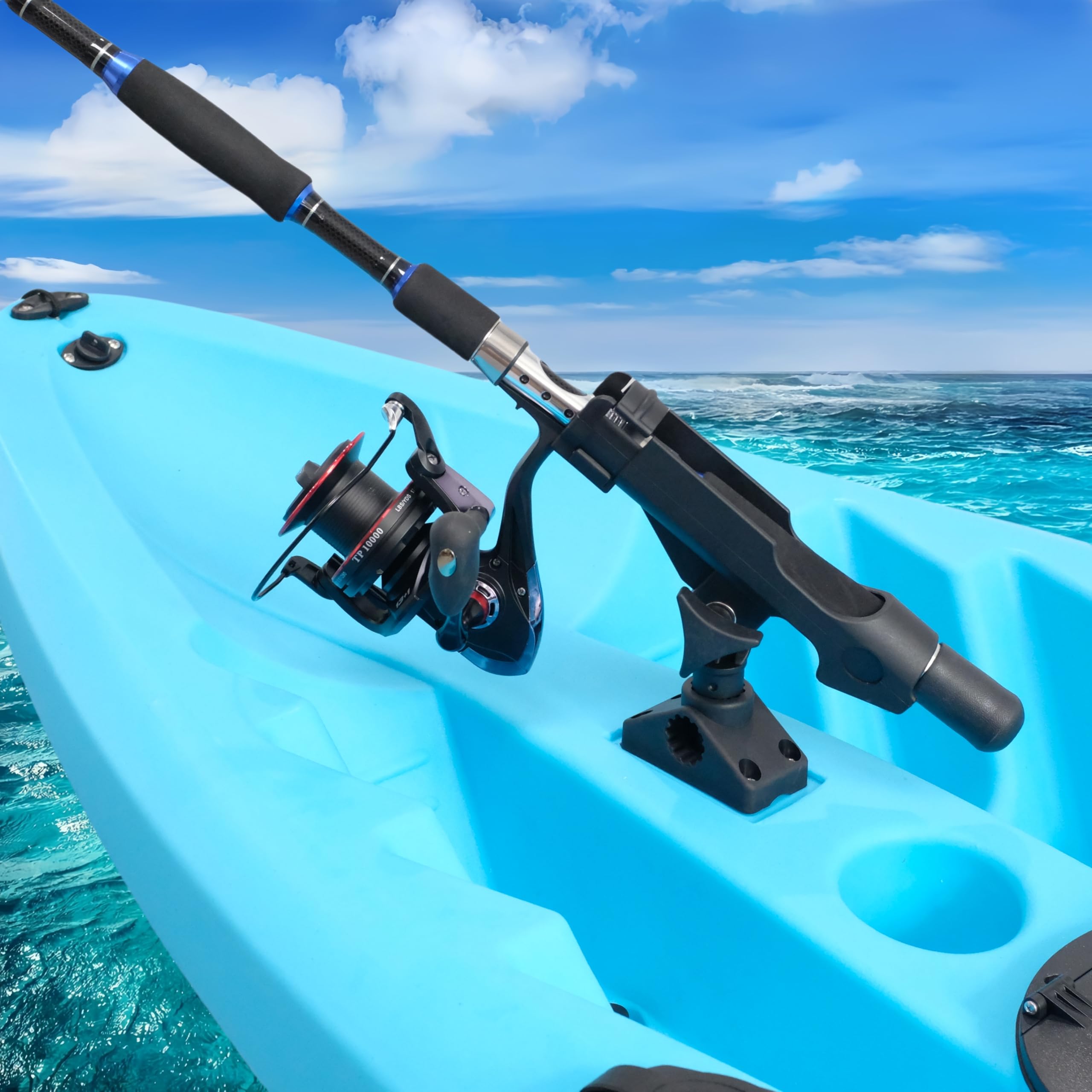 2 Pack Baitcaster/Spinning Rod Holder with Side Deck Mount (Holder + Mount)