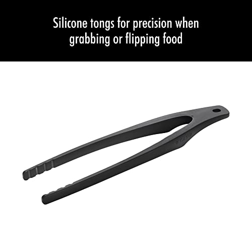 STAUB Tongs, 12.25-inch, Great for Flipping or Turning Foods, Durable BPA-Free Matte Black Silicone, Safe for Nonstick Cooking Surfaces