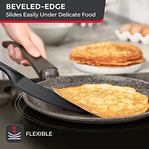 Mueller EuroPhoria Series Spatula, Heat Resistant Nylon Kitchen Turner, Cooking Utensils for Flipping Pancakes, Eggs, Burgers, Crepes and More, Perfect for Nonstick Cookware, Grey